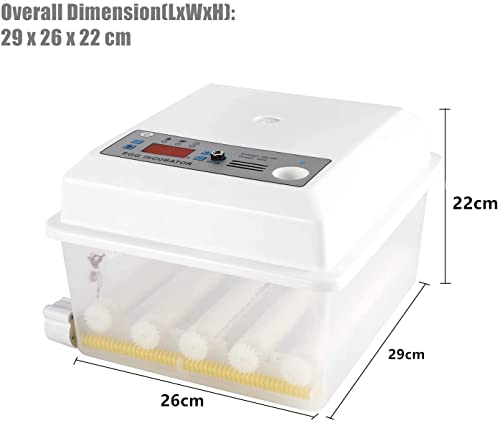 YaeCCC Egg Incubator, Automatic Egg Hatching Incubator Temperature Control for Hatching Chicken Duck Quail Bird Eggs (16 Eggs)