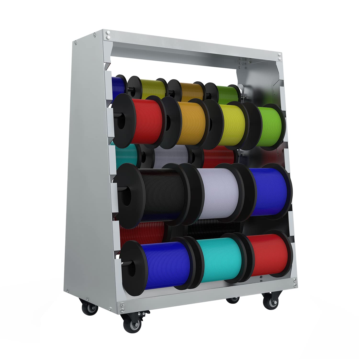 uyoyous Wire Spool Rack 29.5 x 25.2 Inch Cold-Rolled Steel Cable Dispenser Cart with Locked Wheels 6 Rods Electrical Wire Spool Storage Dispenser 300lbs Capacity for Industrial Workplace