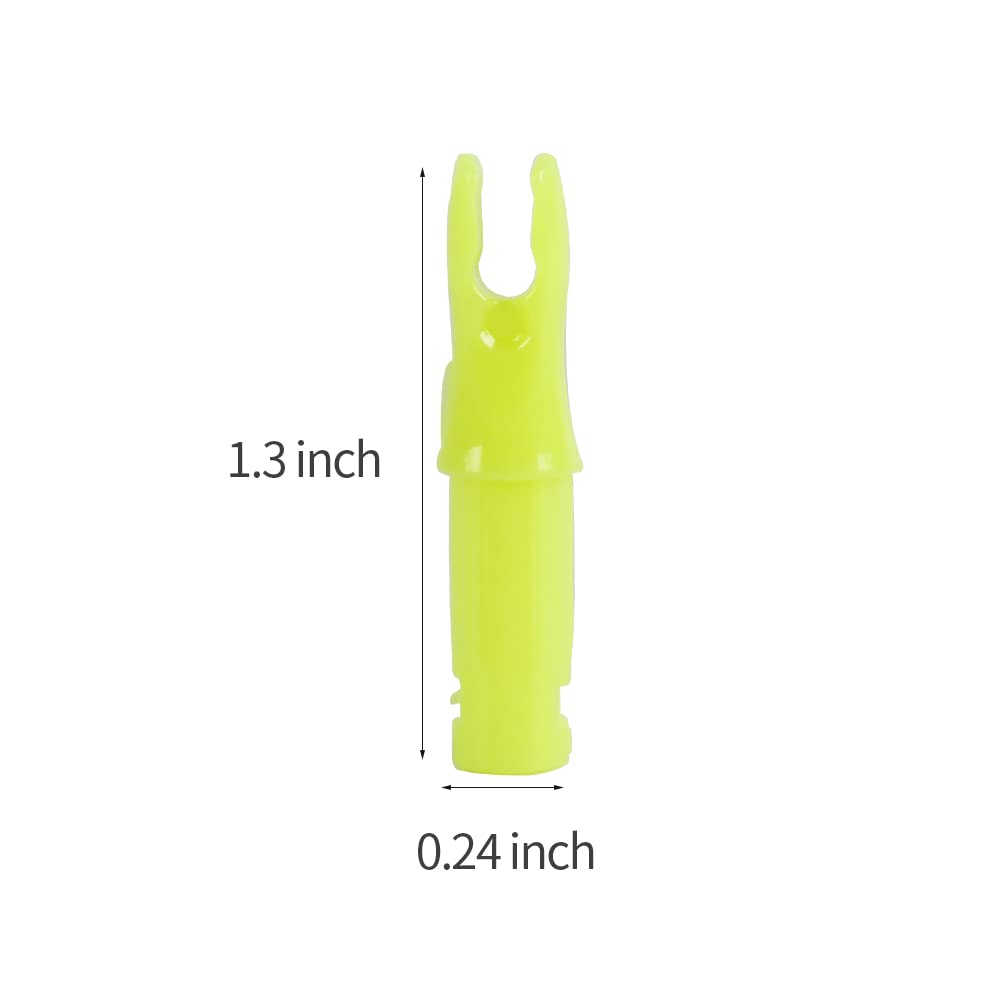 SOPOGER 50Pcs Archery Arrow Nocks .244/6.20mm ID Plastic Insert Carbon Arrow Nock Standard Size for DIY Arrows Hunting Shooting (Yellow)