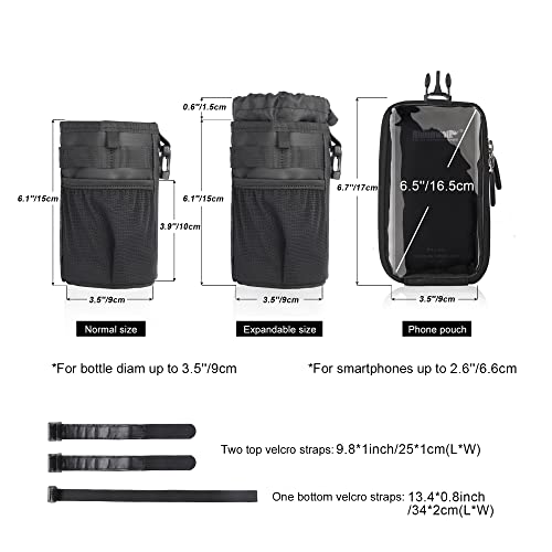 Rhinowalk Bike Handlebar Water Bottle Bag Drink Cup Holder Bicycle Front Insulated Stem Bag (with phone pocket&shoulder strap)