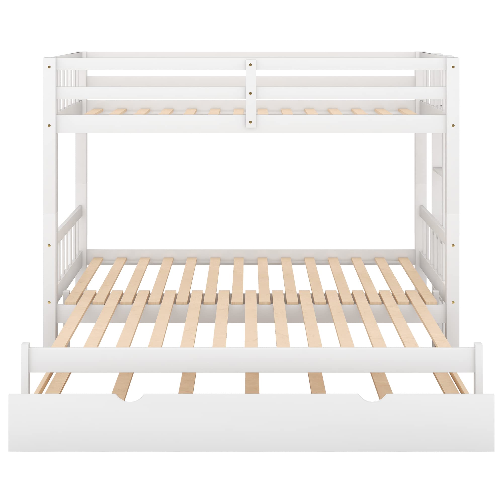 LostCat Twin Over Twin & King Bunk Bed with Trundle,Bottom Bed Can Convertible into Twin, Full, King Size,Pull-Out Multi-Functional Bunk Bed Can for 4 People, White