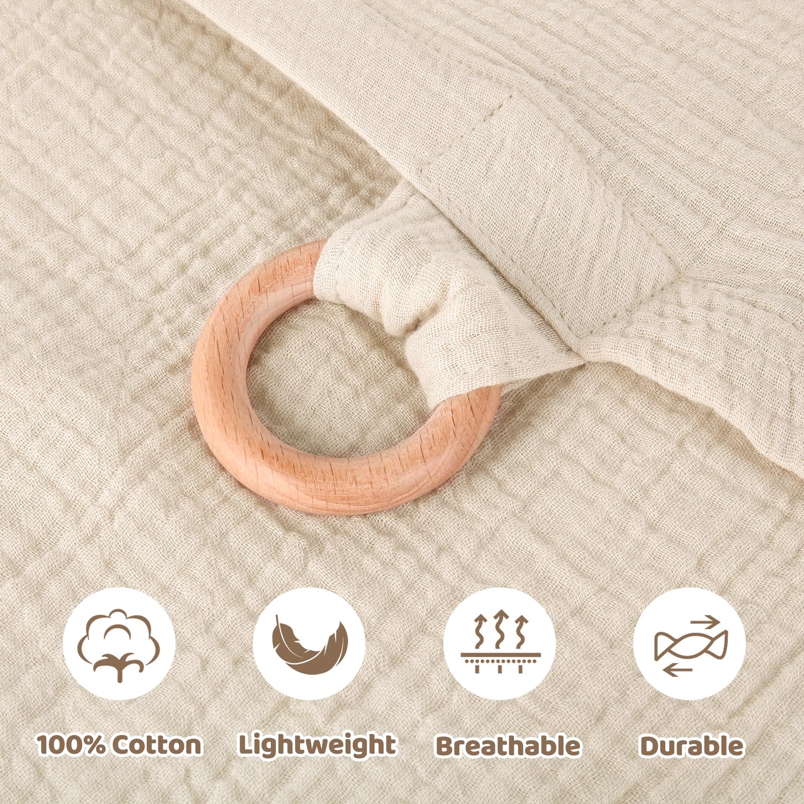 Muslin Nursing Covers for Breastfeeding, MVUOCR 100% Cotton Breastfeeding Cover for Mom, Multi-use Nursing Apron with Drawstring Bag, Soft and Breathable Privacy Nursing Covers with Wooden Hoop