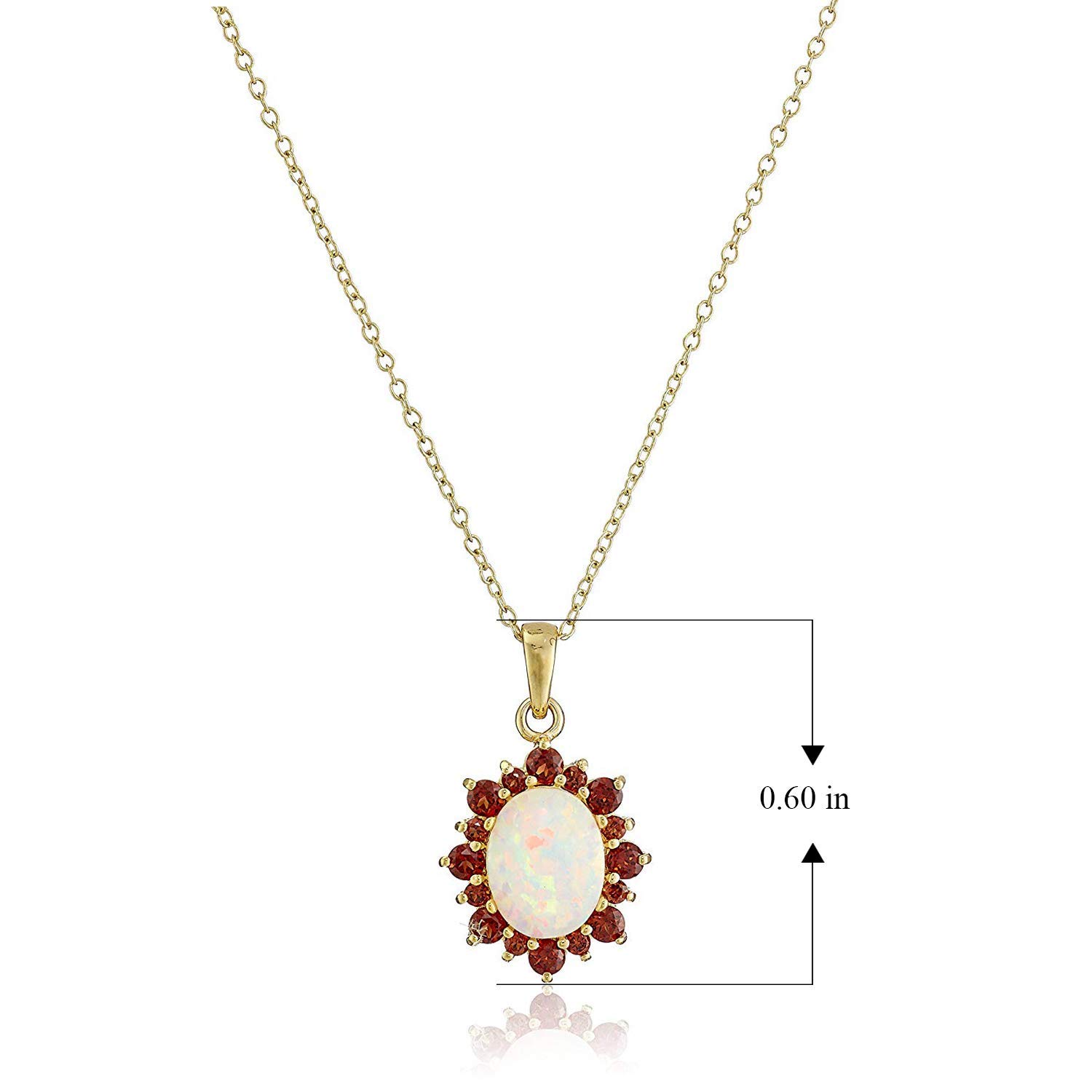 MORGAN & PAIGE 18K Yellow Gold-Plated 925 Sterling Silver Created Opal and Genuine Gemstone Halo Pendant Necklace, 18"