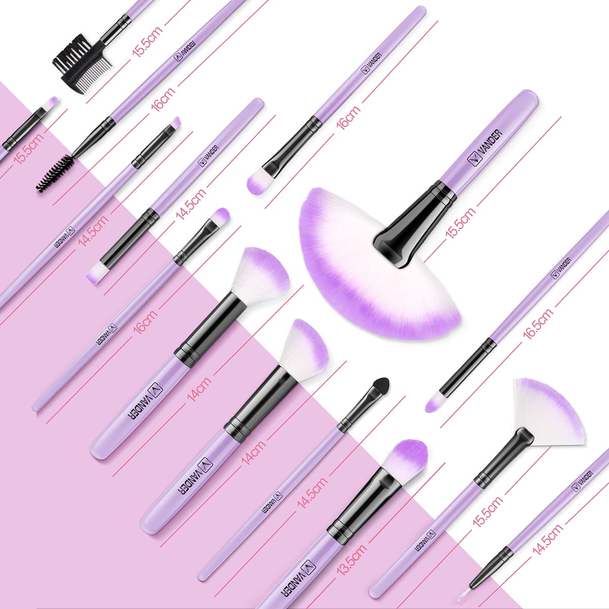 Make up Brushes, VANDER Professional 32pcs Makeup Brush Set, Makeup Brushes Set Foundation Blending Cosmetic Brush Set Kit,Purple（Cosmetic bag not included）