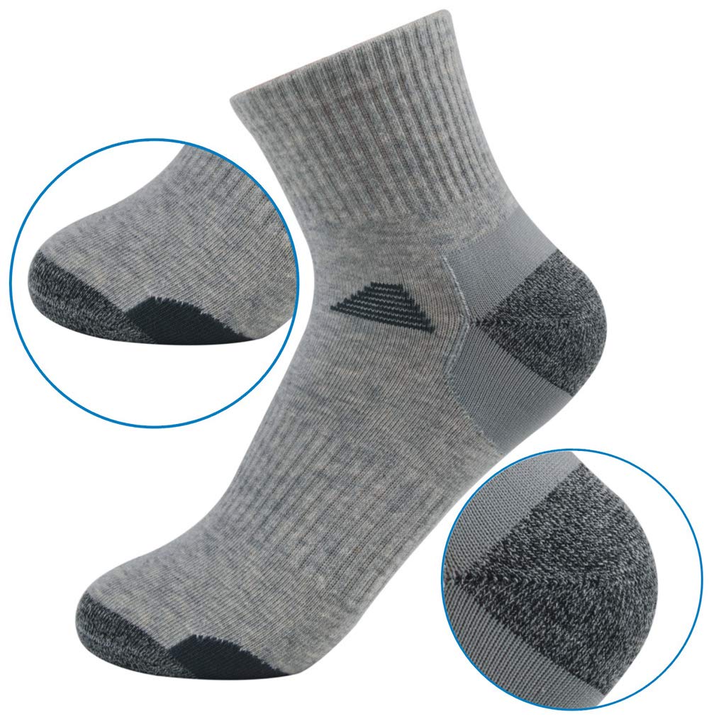 Mens Athletic Crew Socks - Caijizhe 5 Packs Soft Cotton Casual Socks for Hiking, Running, Cycling, Workout, White 1,blue 1,gray 1,black 2