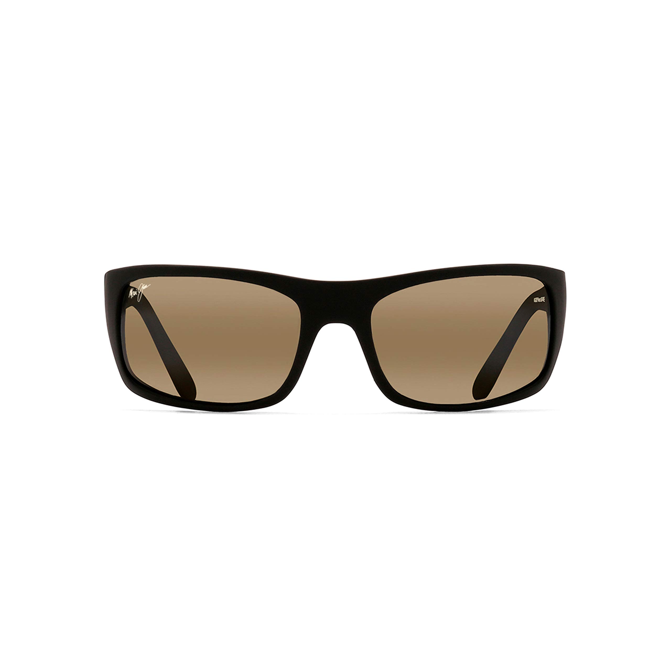 Maui Jim Peahi Wrap Sunglasses, Black Matte Rubber/HCL Bronze Polarized, Large