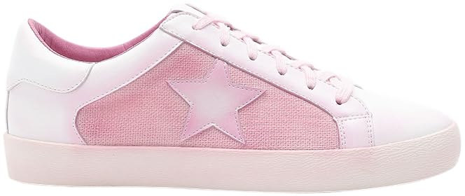 Mi.iM Sandy Rubber Sole Lace-up Leather Textile Star Sneakers (8.5, Pink)