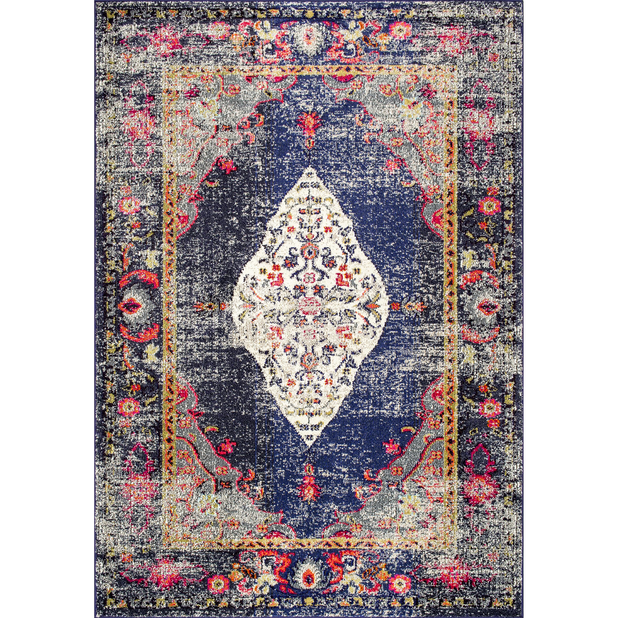nuLOOM Vintage Medallion Veronica Area Rug, 12x15, Navy