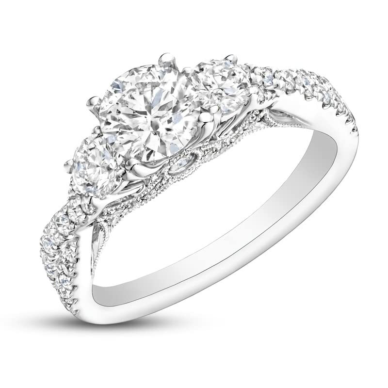 Molioaki 1.5 Carat (ctw) moissanite engagement rings for women Platinum Plated Silver ring moissanite rings- 7