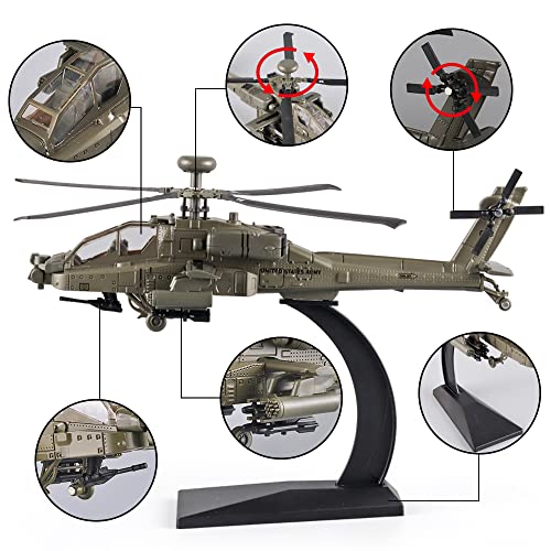 OANMYJJO Helicopter for Boys AH-64 Longbow Apache Helicopter Model Airplane,Diecast Military Attack Helicopter,Model Airplane with Light and Sound,Suitable for Military Lovers to Collect and Gift.