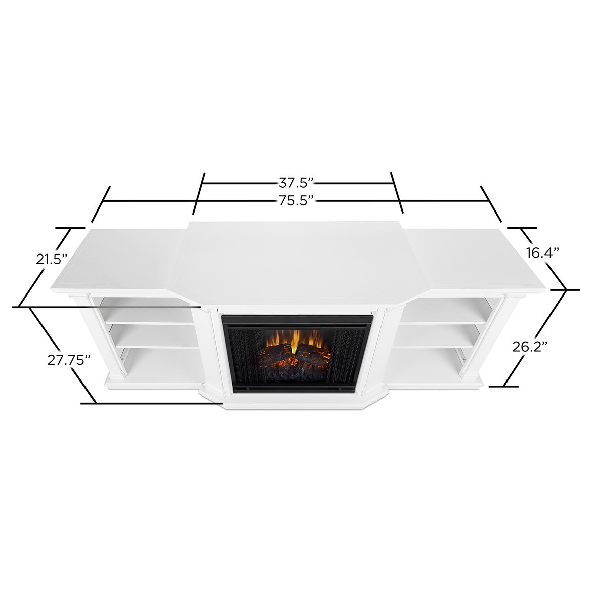 Real Flame 7930E-W Entertainment Valmont Electric Fireplace in White, Large