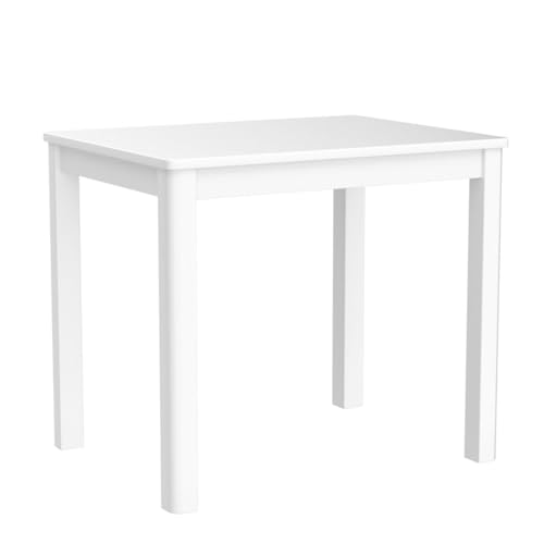 Livinia Cabin 33.5" Wooden Dining Table/Small Rectangular Modern Farmhouse Solid Wood Kitchen Table Desk (White)