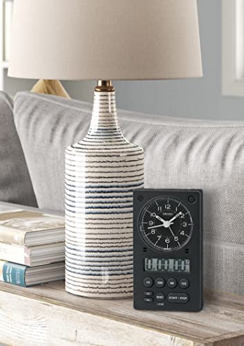 Seiko 3 in 1 Alarm Clock, Stopwatch and Timer, Black
