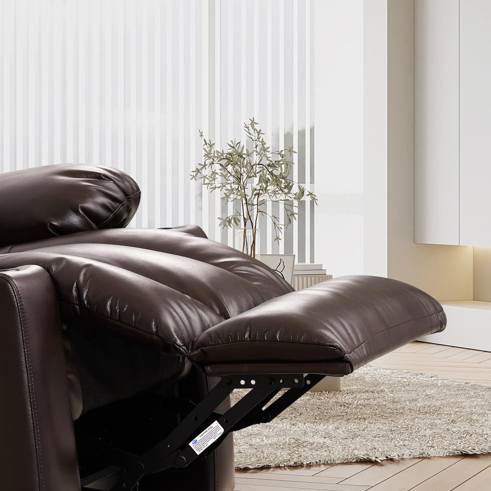 MAEVIS Lift Chair Recliner with Massage and Heating for Elderly and Adults,Breathable Leather Recliner chairs for Living Room,2 Cup Holders (Brown)