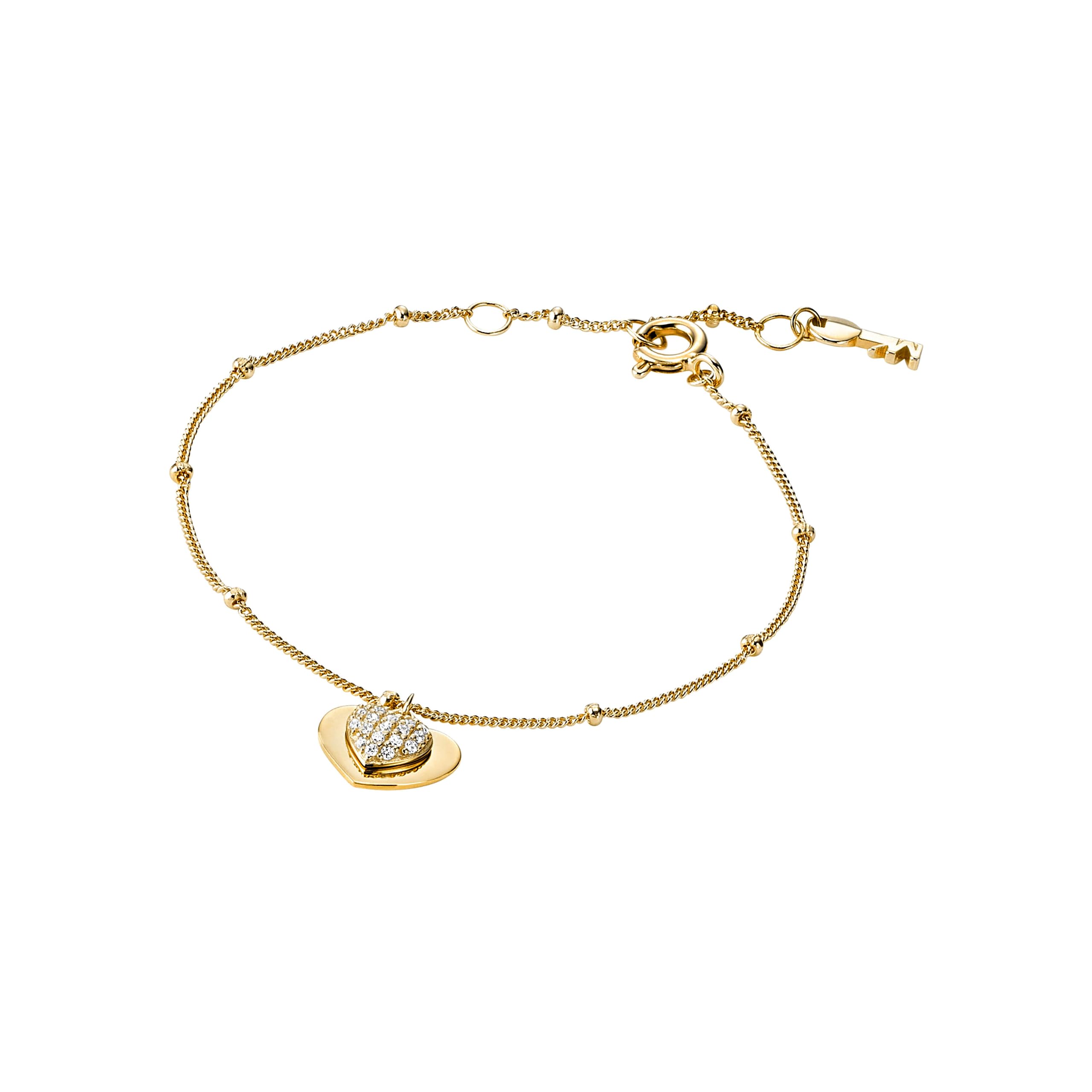 Michael Kors Precious Metal-Plated Sterling Silver Pavé Heart Bracelet Gold One Size