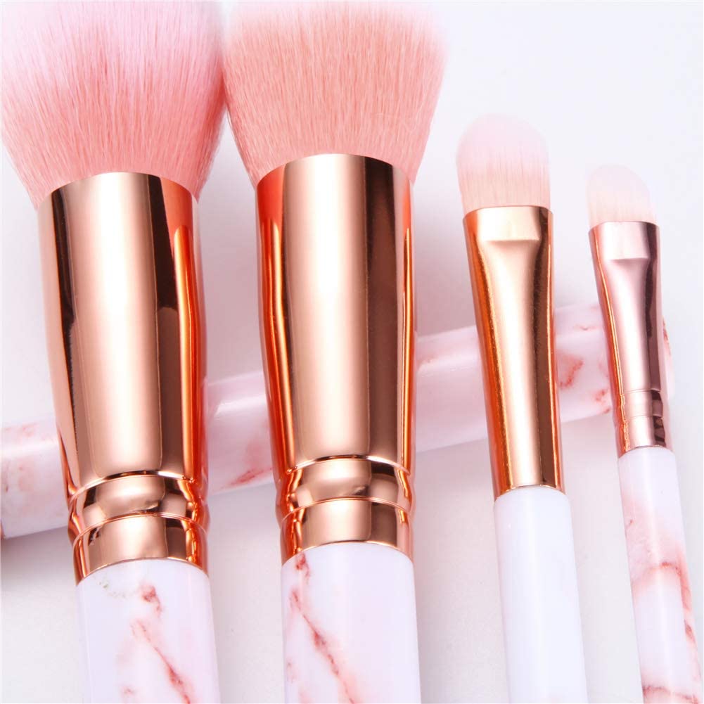Makeup Brushes Set DUAIU 16PCS Marble Make up Brushes Foundation Eyeshadow Concealer Eyebrow Blush Face Mask Brush Set With Gift Box Make Up Tool(Pink)