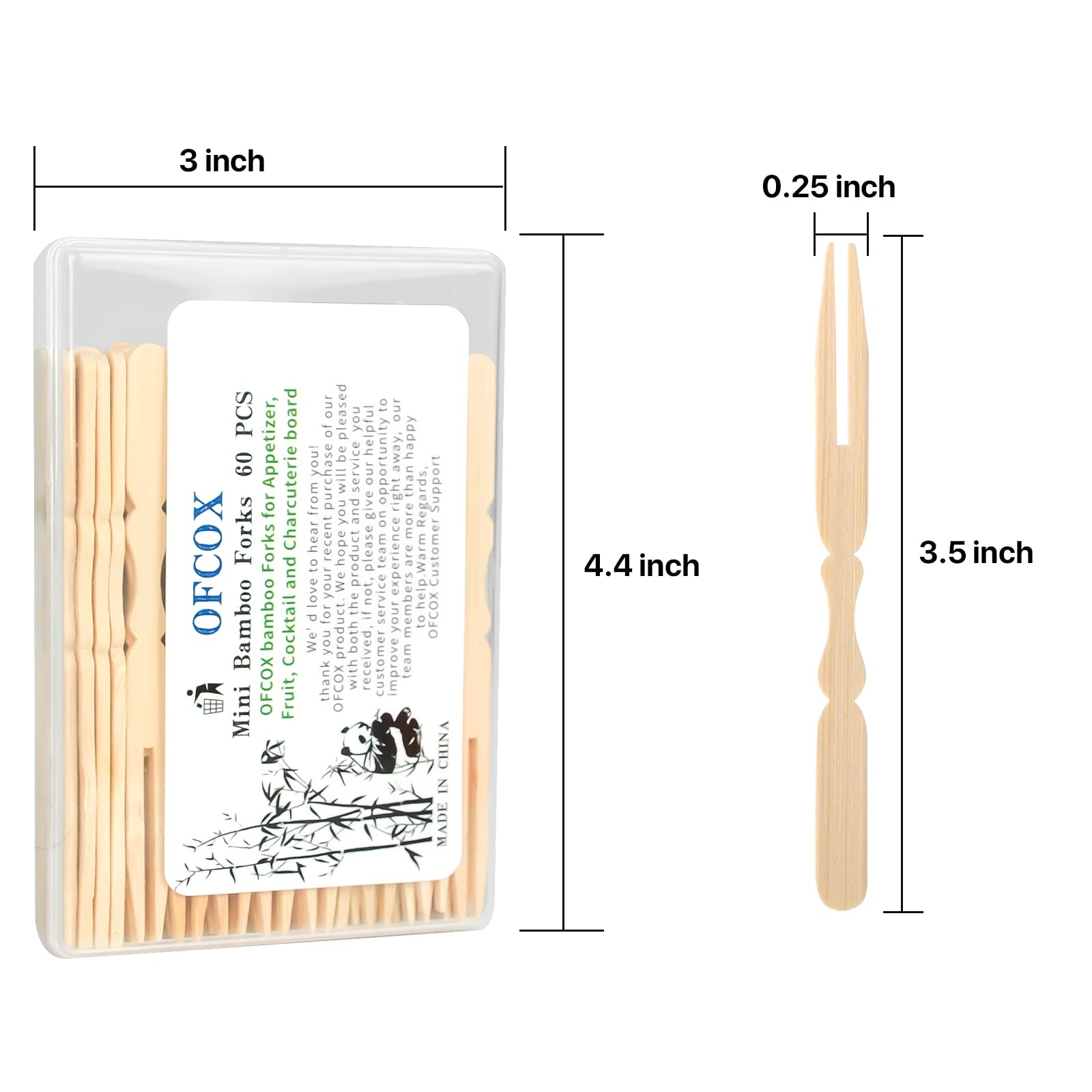 OFCOX Mini Bamboo Forks 4 inch, Cocktail Forks Appetizer Forks, Toothpicks for Appetizer, Disposable Wooden Wood Tiny Small Food Picks for Party Fruit Charcuterie Accessories. 60 PCS