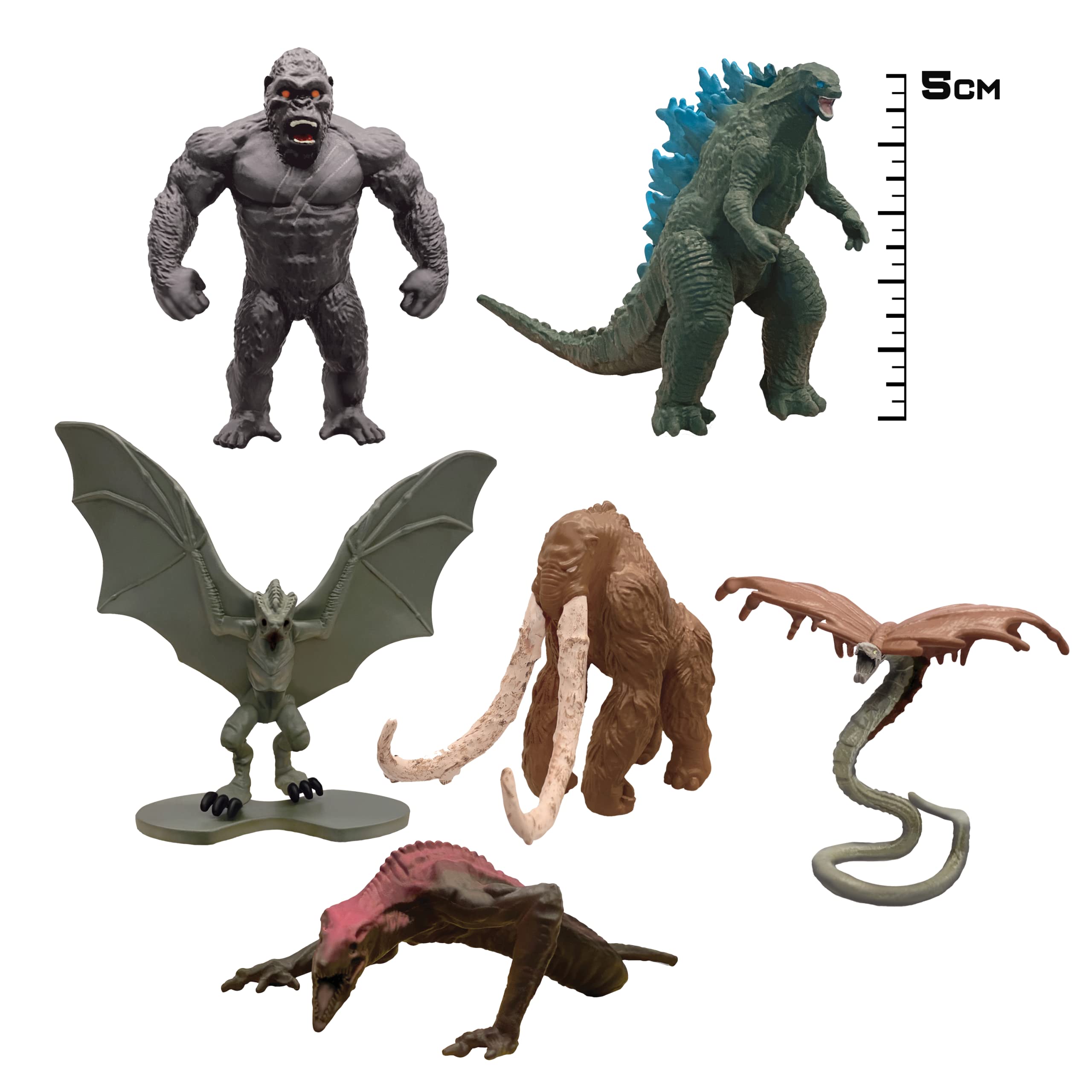 MonsterVerse MNG09000 Godzilla vs Kong 2" Mini Monster 6 Pack, Multi Coloured