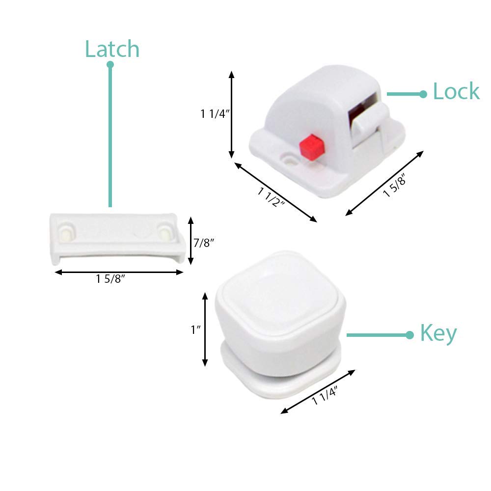 Magnetic Baby Safety Locks for Cabinets and Drawers by Subtle Baby - Strong Adhesive. No Screws Needed. Keep Kids Safe Child Proofing Kitchen and Bathroom. Installation Tool. Unlock or Lock Setting.