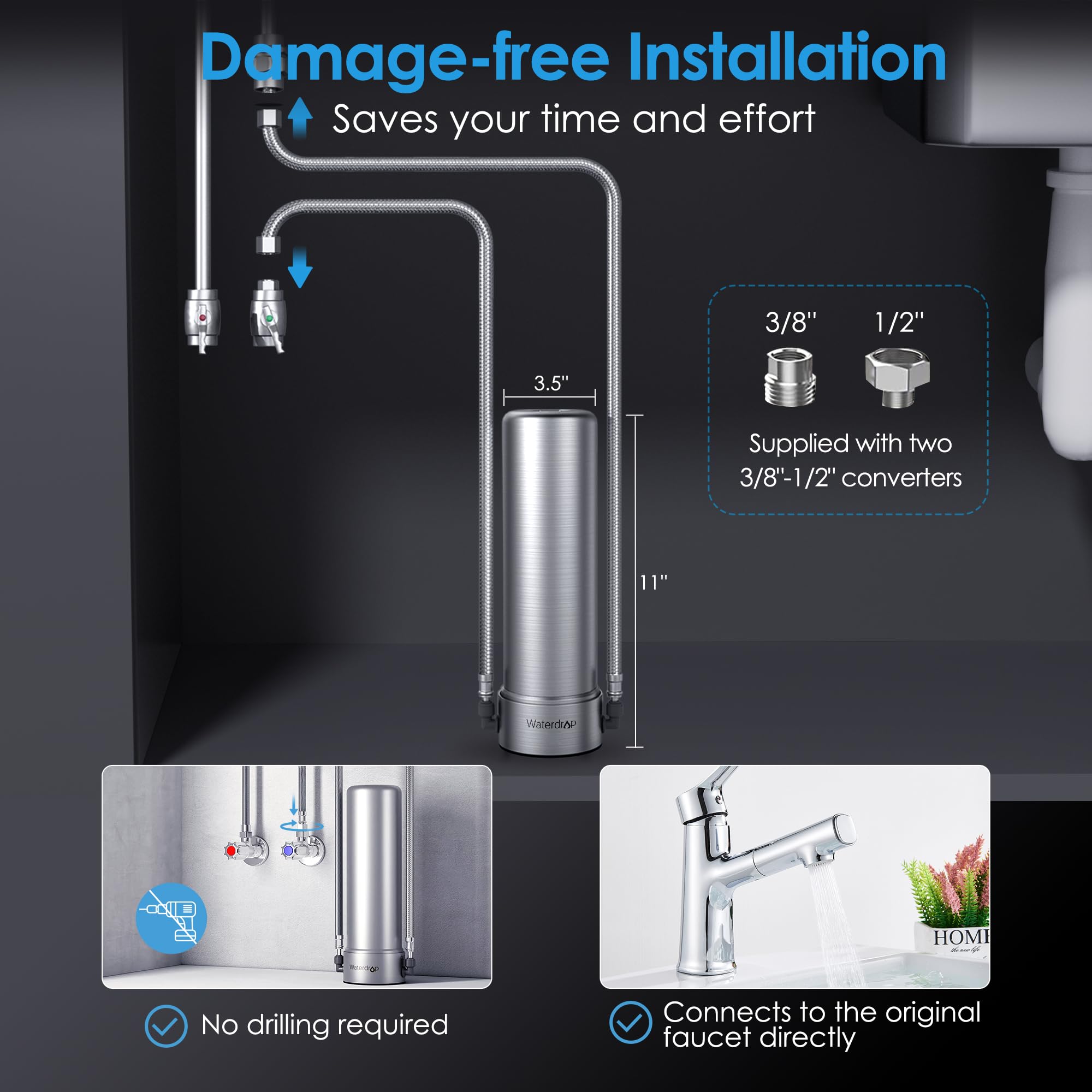 Waterdrop WD-10PP Under Sink Water Filter, Waterdrop TSA & TSB &TSB-CM 3-Stage Under Sink Water Filter System