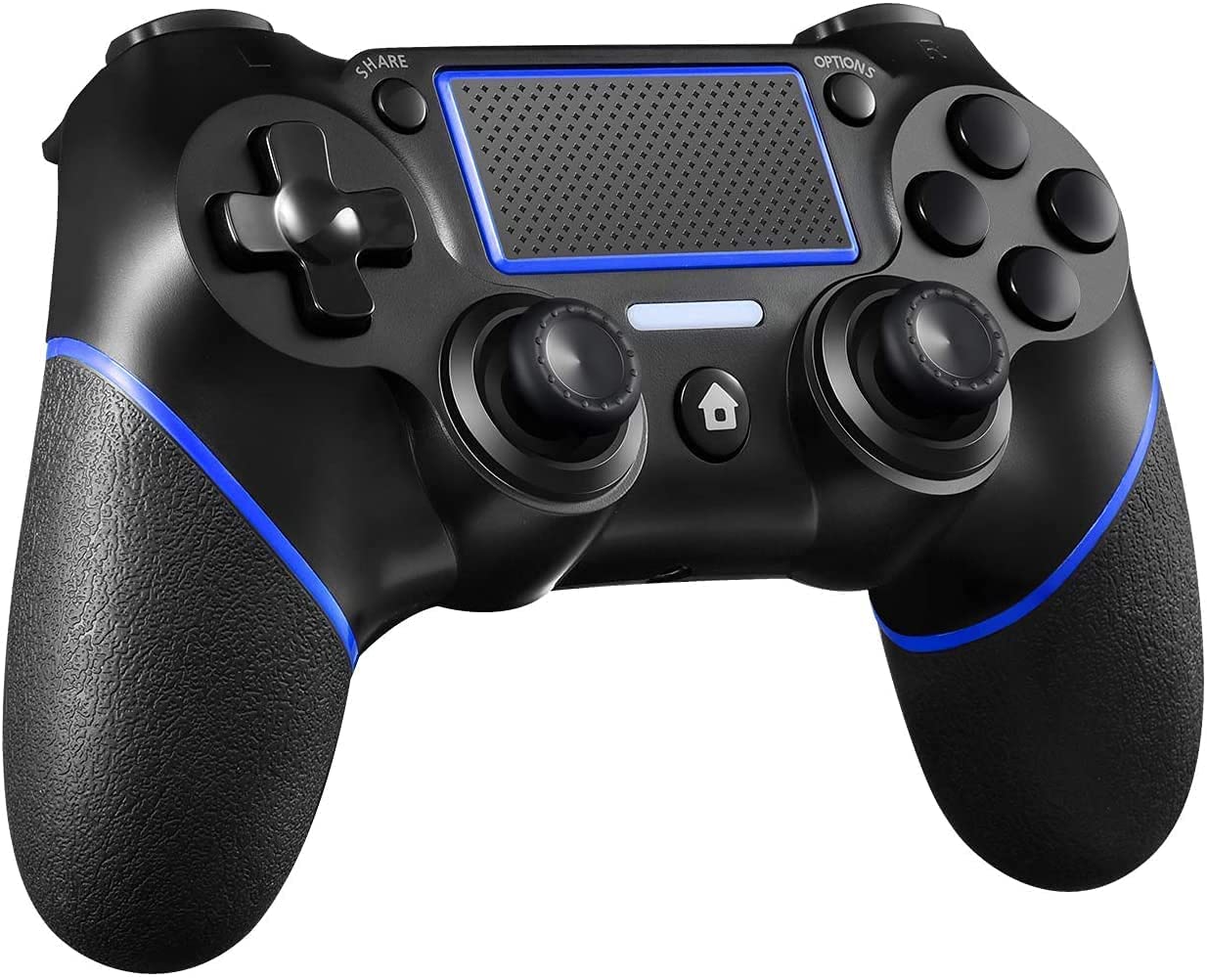 predark P S-4 Controller Wireless Game Compatible with PC with Motion Motors and Audio Function, Mini LED Indicator, USB Cable and Anti-Slip 【Upgraded Version】- Blue