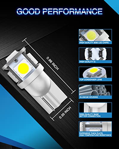 Marsauto 194 LED Bulbs 168 T10 2825 5SMD LED Bulbs Car Dome Map License Plate Lights Lamp White 12V (Pack of 2)