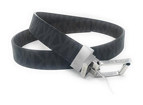 Michael Kors Women's 30mm Reversible MK Logo Monogram Synthetic Leather Belt, Black To Brown (M)