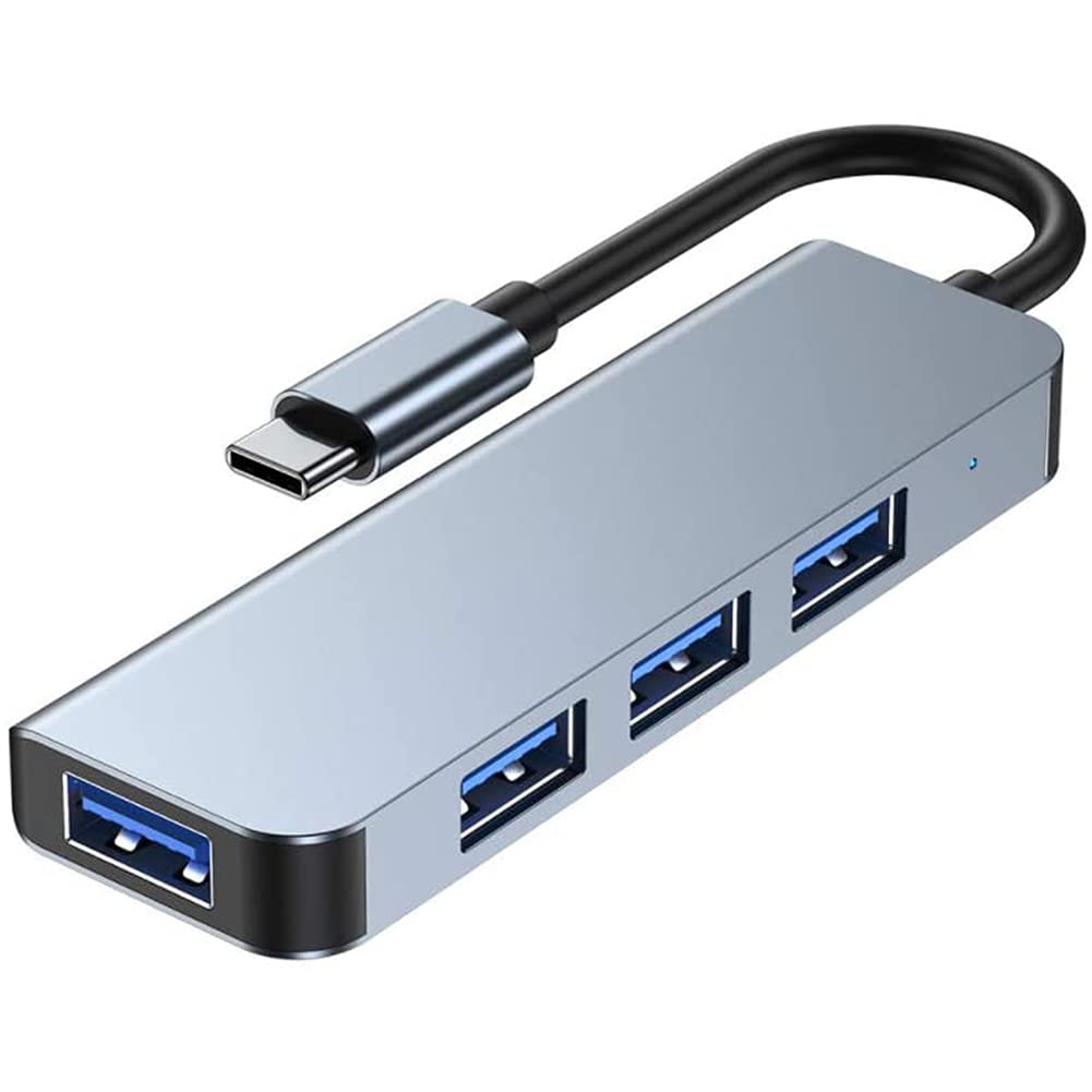 USB C Hub USB 3.0 Slim Aluminumshell Type C to 4-Port USB 3.0 Adapter, High Speed USB Splitter Compatible with MacBook Air, Mac Pro/Mini, iMac, XPS, PS5, Xbox One, Flash Drive, Mobile HDD