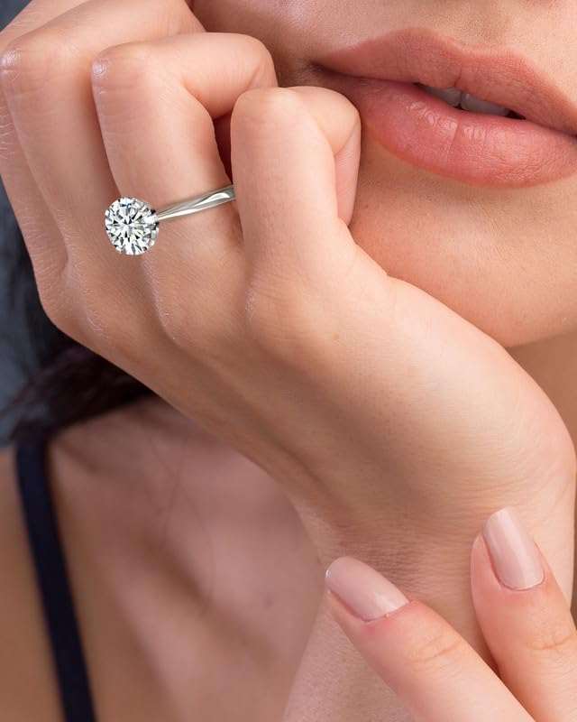 PREVELI 925 Sterling Silver Band Channel Set Moissanite Engagement Ring Simulated Diamond Rings For Women Size 6