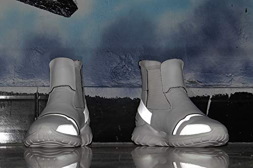 Soulsfeng High Top Sneakers Reflective Shoes Leather Splicing Lightweight Non Slip Walking Shoes White Women Size 9.5 Men Size 8