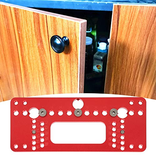 MISNODE Woodworking Hole Positioner Aluminum Alloy Handle Hole Jig Locator Hole Opener Drill Guide Hole Punch Locator Kit Guide Carpentry Tools(Red)