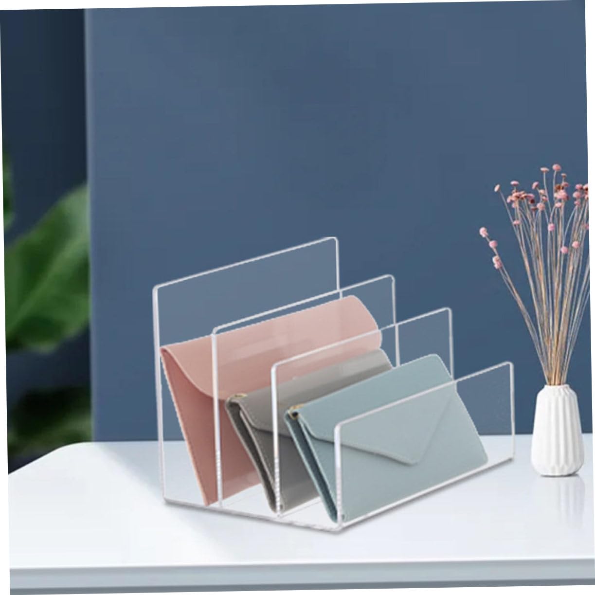 NUOBESTY Multi Compartment Storage Box bin Organizer envelopes Acrylic Holder Acrylic File Organizer File Rack File Folder Organizer Multi-Compartment File Sorter Desk Office Shelf