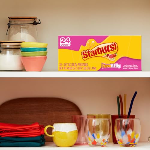 STARBURST FaveREDS Chewy Candy Bulk Pack, Full Size, 2.07 oz (Pack of 24)