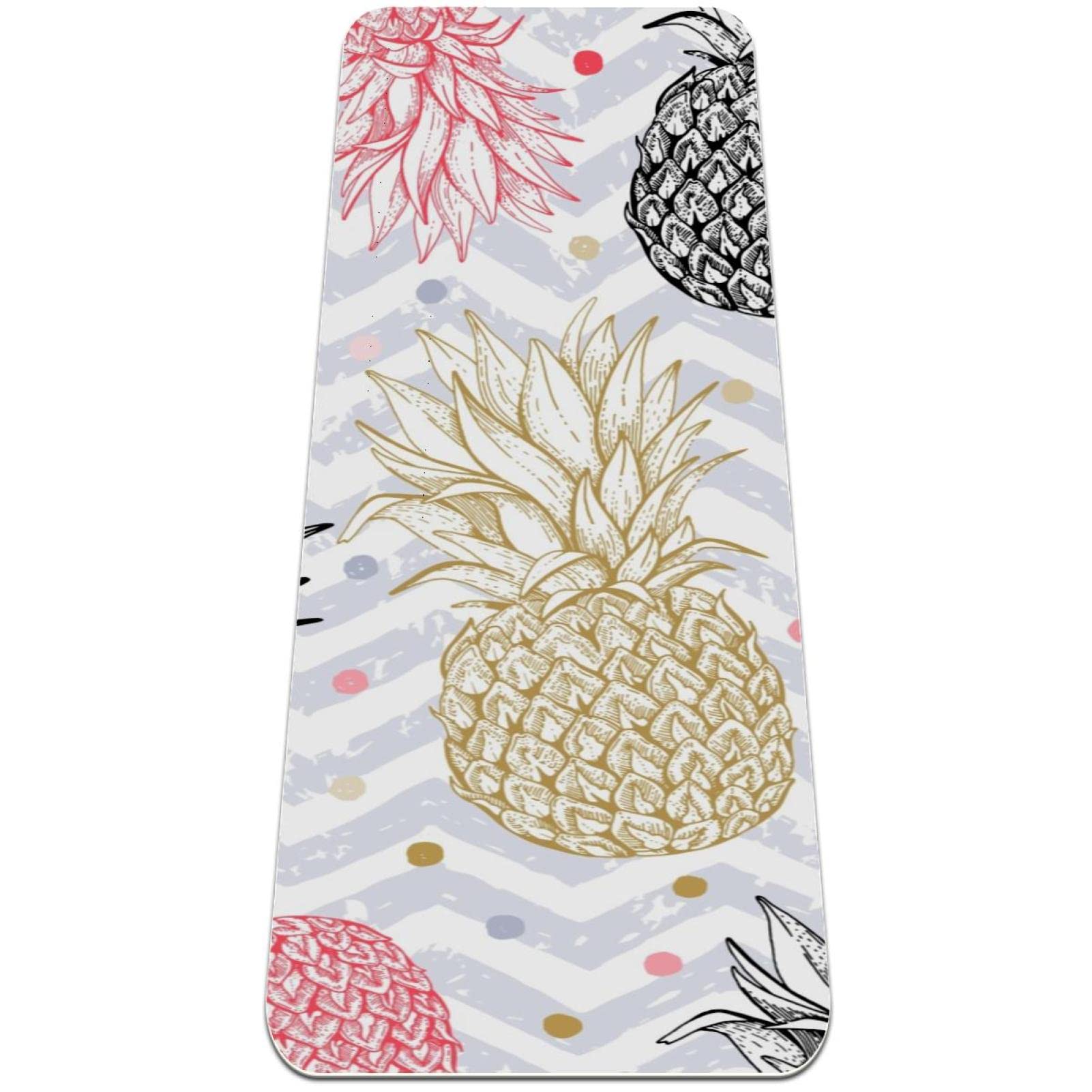 Yoga Mat, Yoga Mats for Home Workout, Workout Mat, Exercise Mats, Pilates Mat, abstract hand drawn pineapple fruit pattern