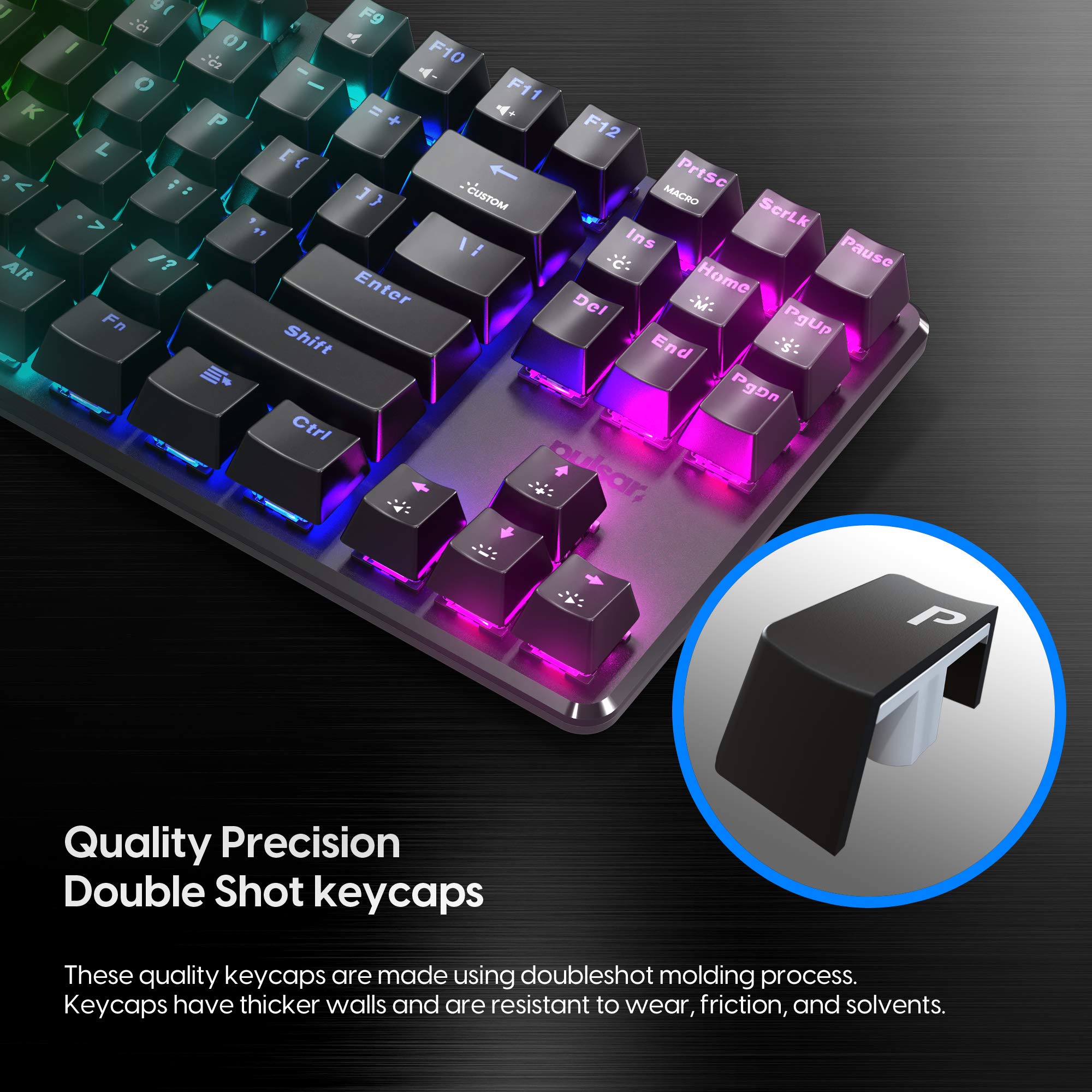 Pulsar Gaming Gears - PK001 Lunar Alloy TKL Mechanical Gaming Keyboard Red Linear RGB LED Rainbow Backlit USB Wired Game Keyboards for Windows PC PS5 PS4 Xbox 87 Keys Silent Outemu Switches FPS