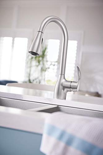 Moen CA87011SRS Single Handle Kitchen Faucet with Pullout Spray from the Kleo Collection, Spot Resist Stainless
