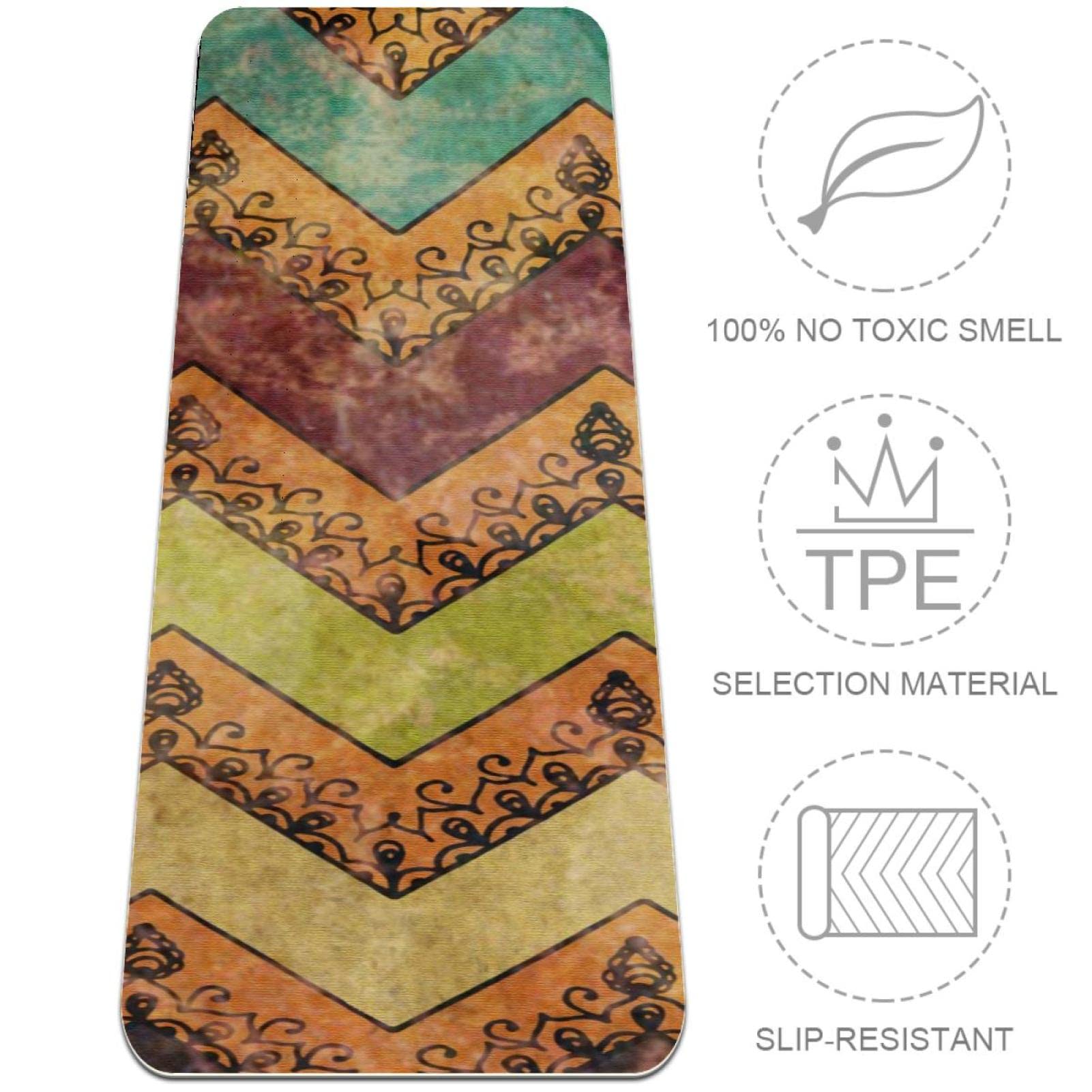 Yoga Mat, Yoga Mats for Home Workout, Workout Mat, Exercise Mats, Pilates Mat, retro stripes abstract pattern