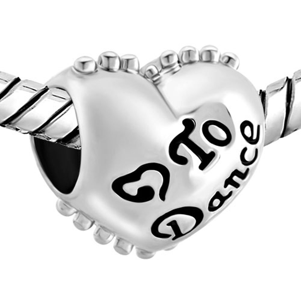 LovelyJewelry Heart Love To Dance Charms Beads For Bracelets
