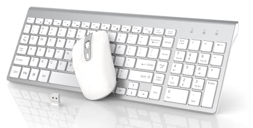 Wireless Keyboard Mouse Combo, RaceGT Energy Saving Silent Ultra-Thin Full Sized Wireless Keyboard and Mouse 3 Level DPI Adjustable Mouse for Computer, Laptop and Desktop