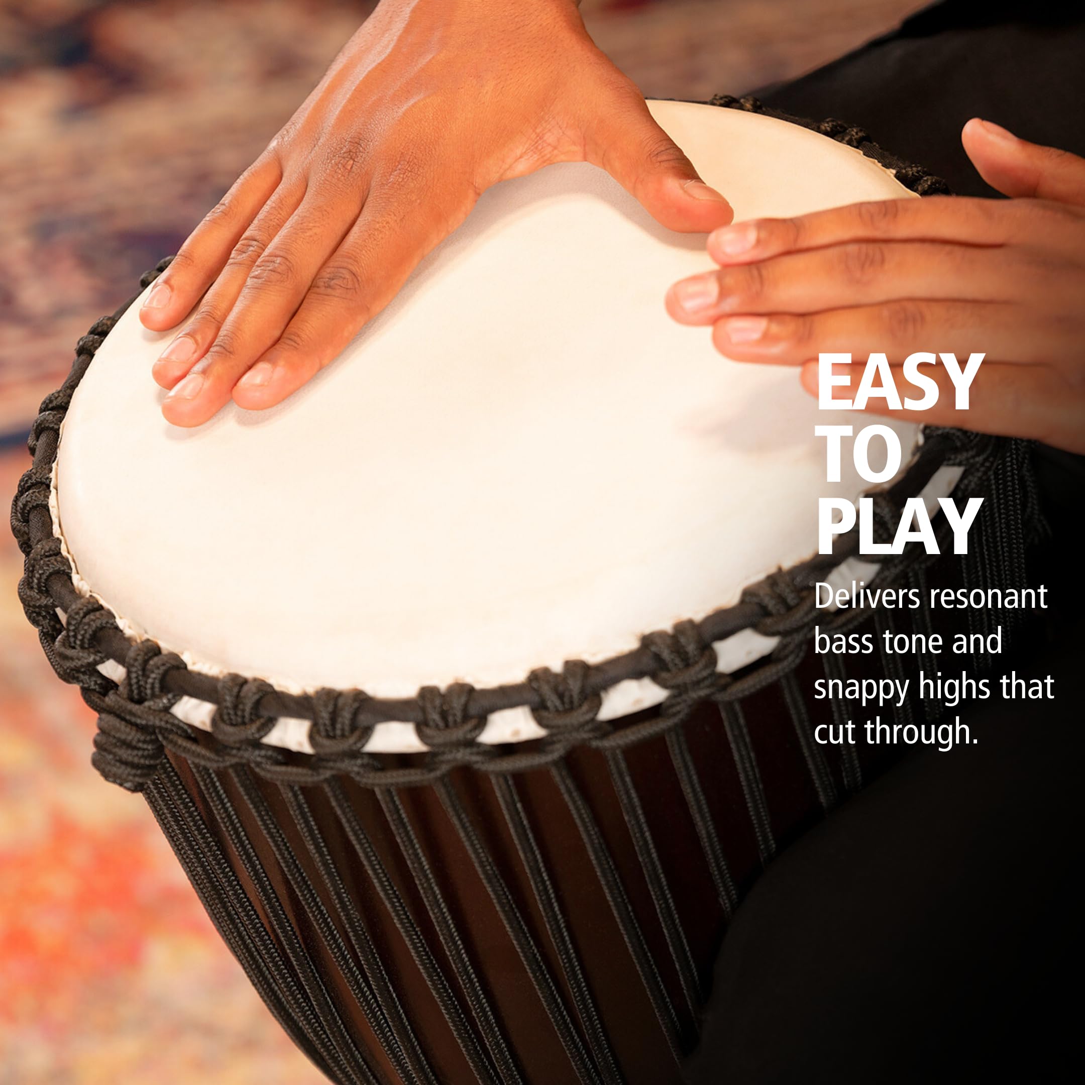 Meinl Percussion Djembe Hand Drum Circle Instrument, Carved Mahogany Headliner Series β NOT Made in China β African Mali Weave Ropes, 2-Year Warranty, Congo, Extra-Large (HDJ1-XL)