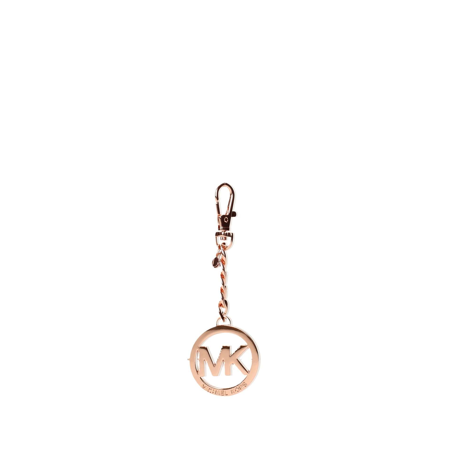 Michael Kors MK logo Keychain Key Fob Rose Gold