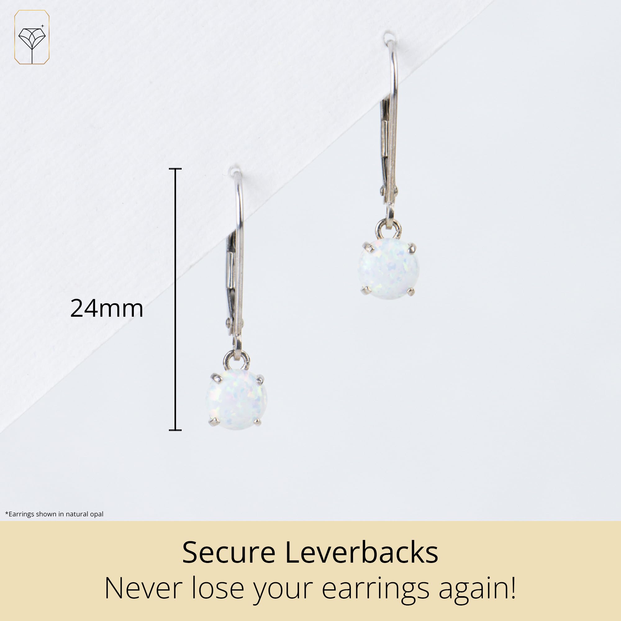 MAX + STONE 925 Sterling Silver 6mm Round September Birthstone Created Blue Sapphire Dangle Earrings for Women with Leverbacks