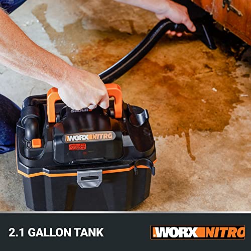 WORX Nitro WX031L 20V 2.1 Gal Cordless Wet/Dry Vacuum, Black