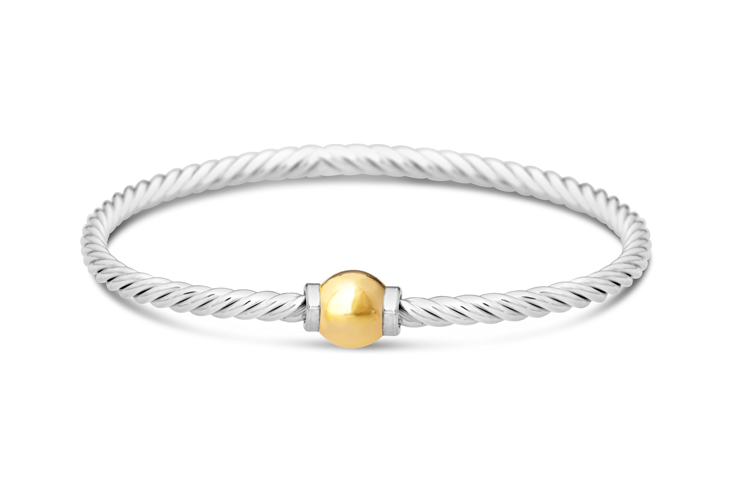 Michael's Jewelers-Provincetown Beach Ball Twist Bracelet from Cape Cod two- tone 14k solid ball gold-925 sterling silver bangle (7)
