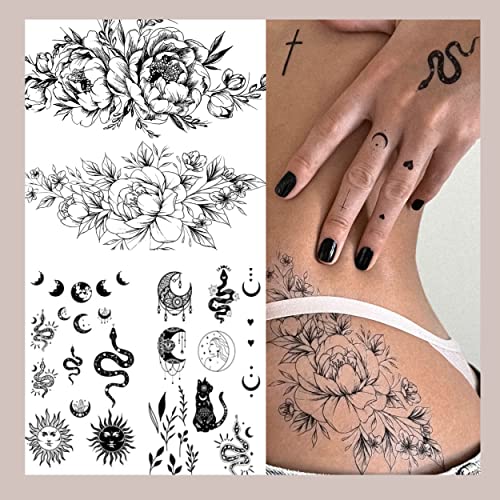 Realistic Temporary Tattoo | 250 Mix & Match Minimalistic set | fake tattoos | temporary tattoos for women Men | temporary tattoos adult | Waterproof and Long Lasting