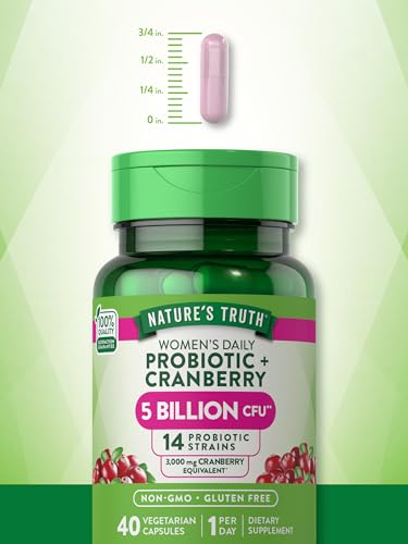 Nature's Truth Probiotics for Women | 5 Billion CFUs Daily | 40 Vegetarian Capsules | with Cranberry | Non-GMO & Gluten Free | No Refrigeration Needed