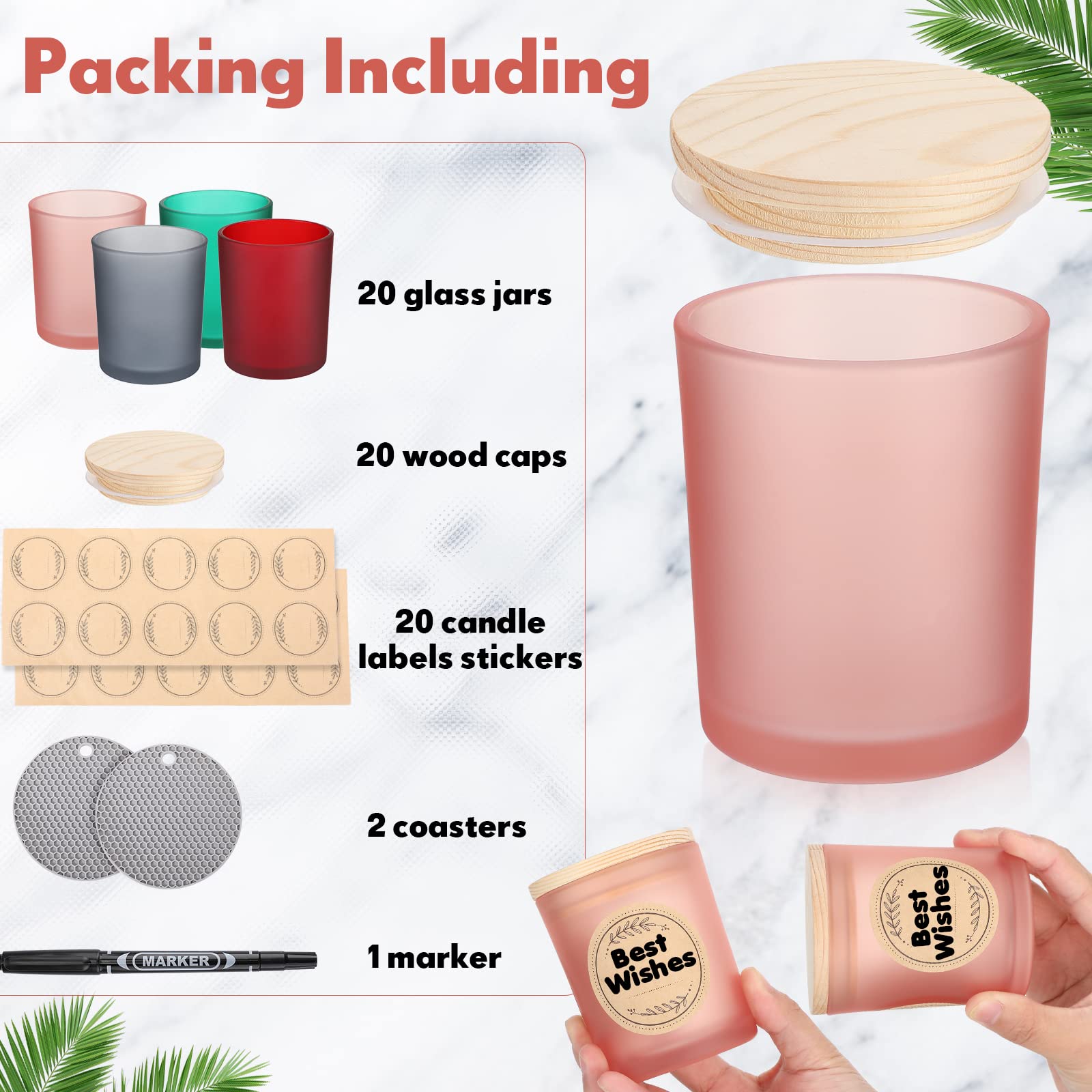 Nuogo 20 Pcs, 6 oz Frosted Empty Candle Tins with Lids for DIY Candle Containers Glass Jar making candle Kit for making candle Gifts