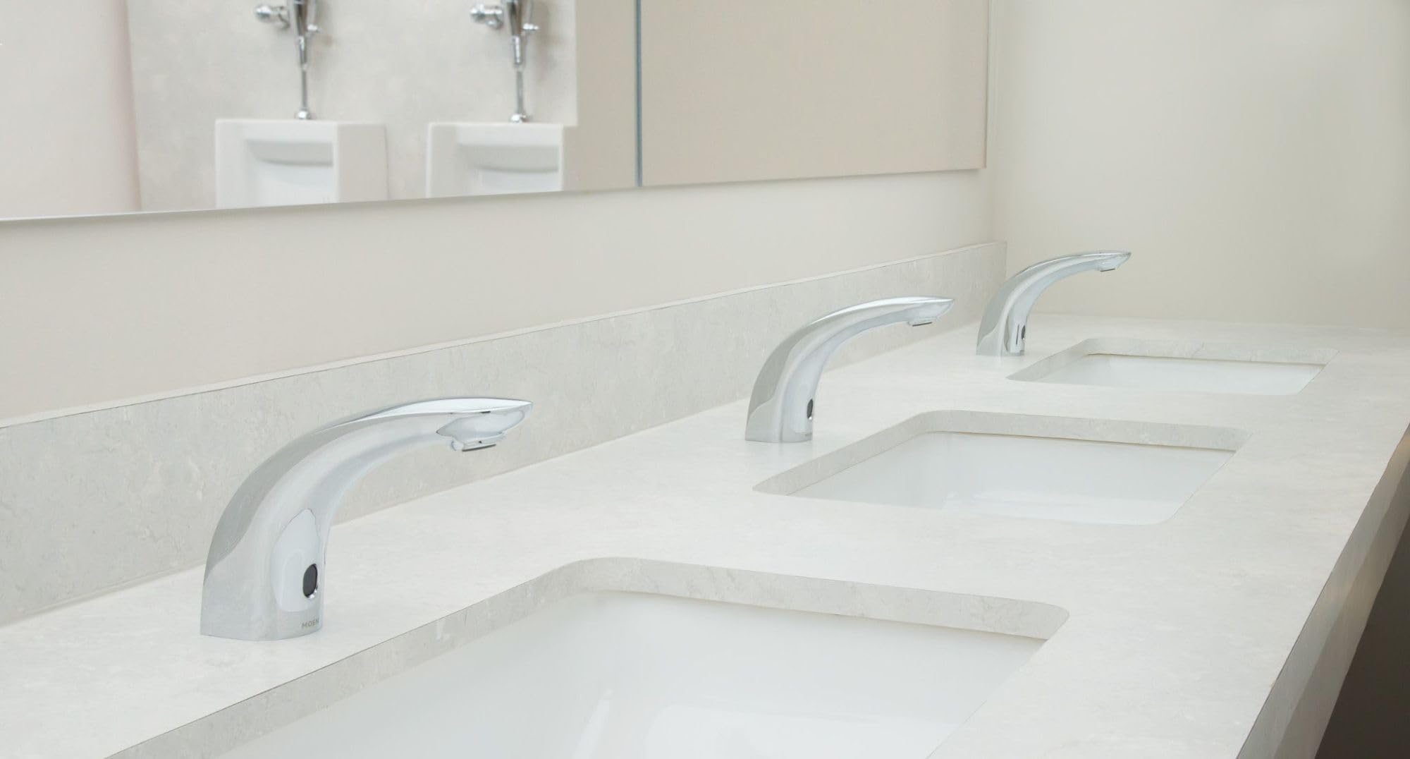 Moen M-Power Chrome Commercial Touchless 4-Inch Centerset Hands-Free Battery Powered Sensor-Operated Bathroom Faucet, CA8301