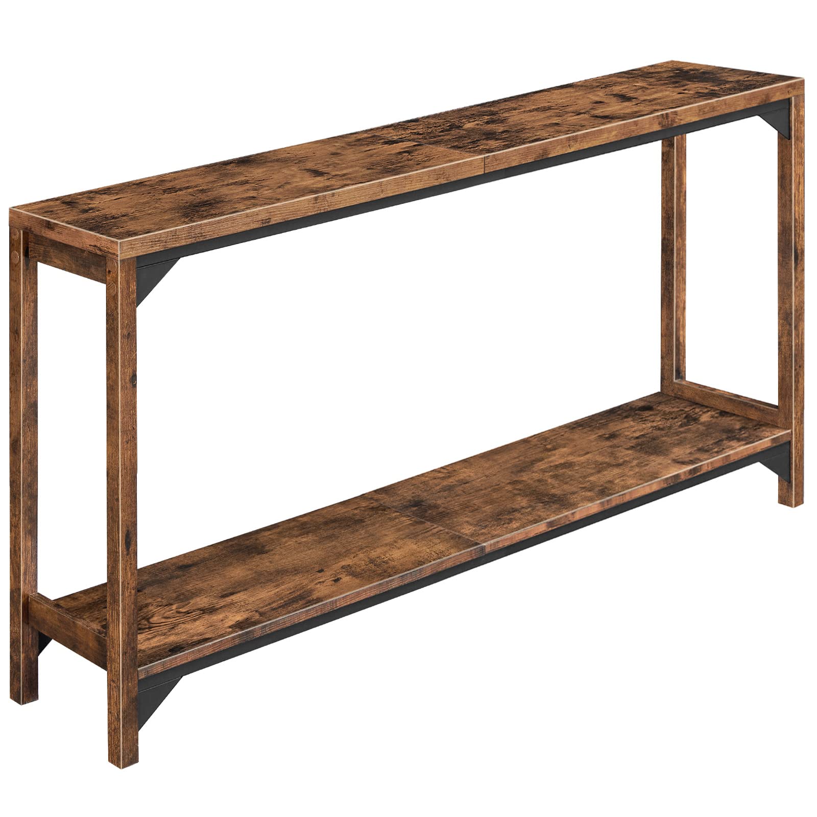 MAHANCRIS Sofa Table, 62.2" Console Table, Narrow Long Entryway Table, Industrial Hallway Table, 1.2" Thickened Top, Console Desk Table for Entryway, Living Room, Hallway, Rustic Brown CTHR25801
