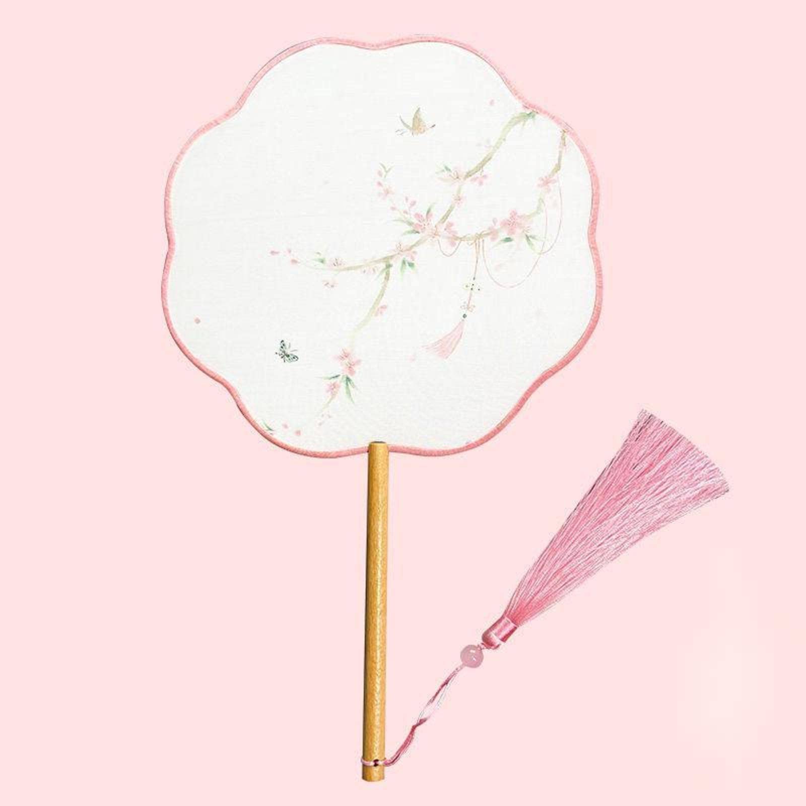 SAXTZDS Ancient Fan Fan Translucent Long Handle Group Fan Han Costume Costume Dance Fan Super Fairy Chinese Style Gift Special-Shaped Fan